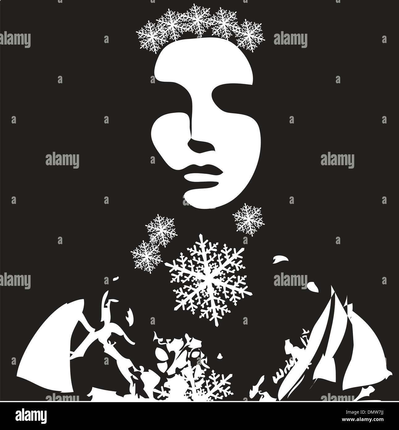 Woman beautiful winter portrait Stock Vector Images - Alamy