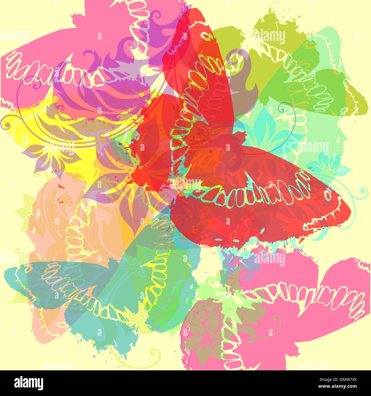 background with butterflies and flowers Stock Vector Image & Art - Alamy