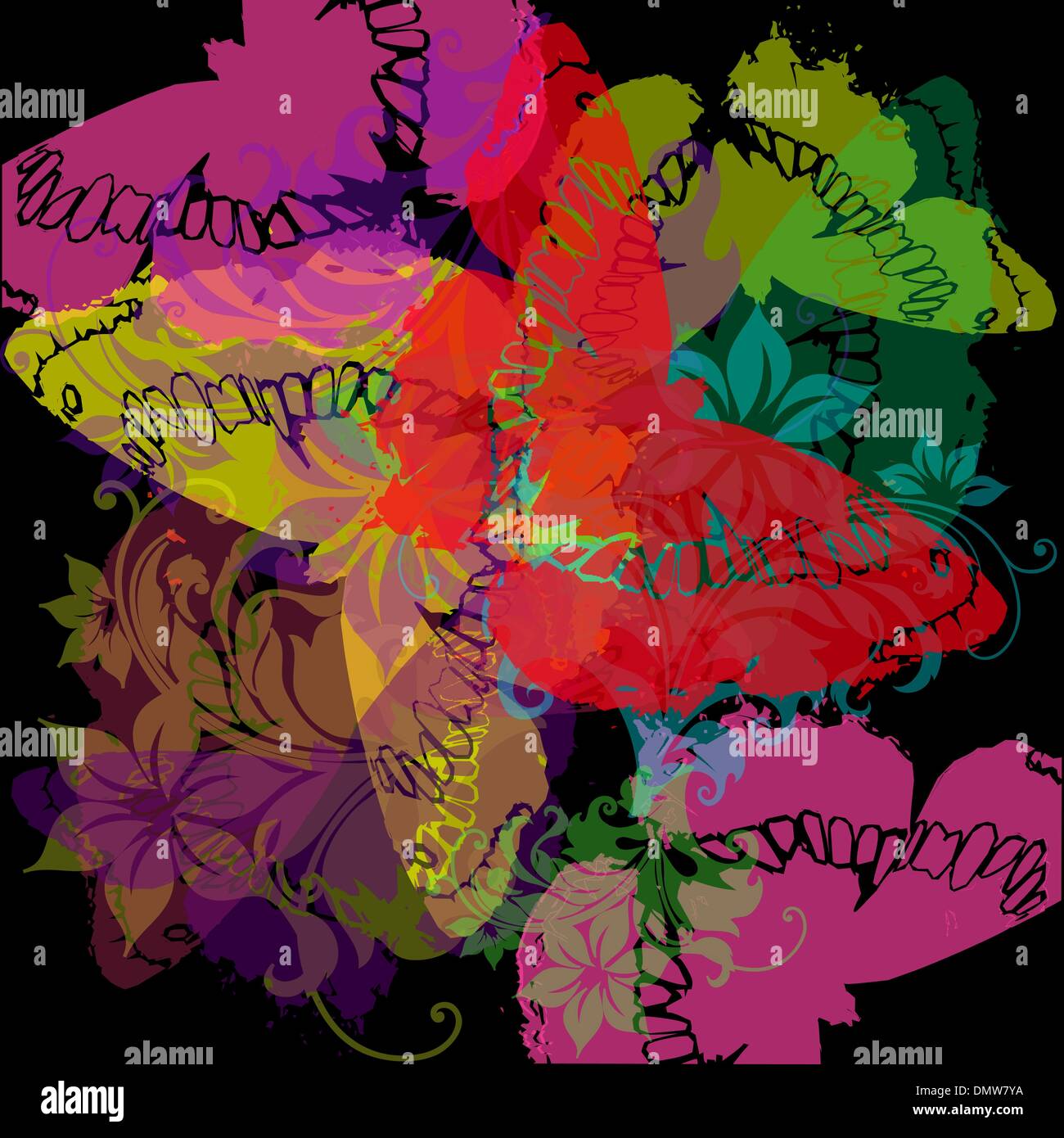 background with butterflies and flowers Stock Vector Image & Art - Alamy