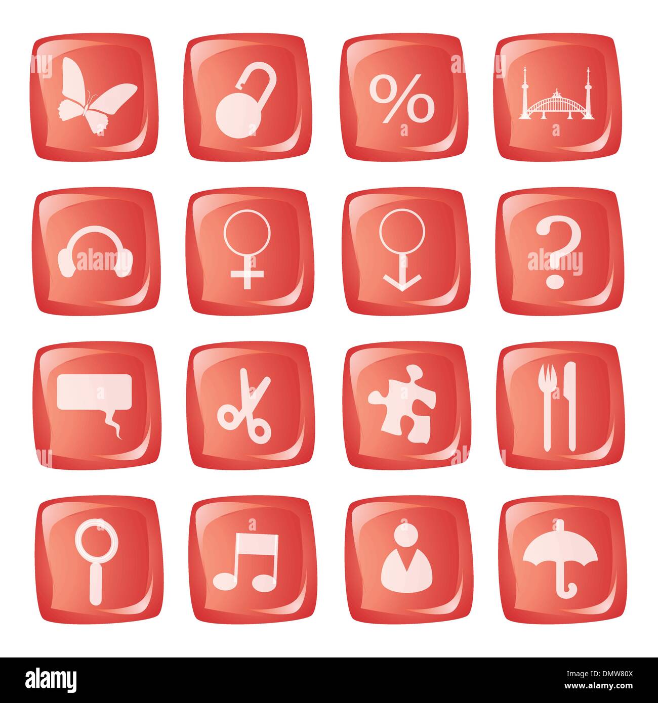 icons collection on buttons Stock Vector Image & Art - Alamy