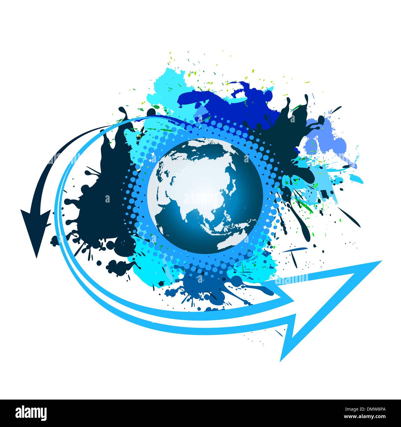 earth with blue splash and arrows Stock Vector Image & Art - Alamy