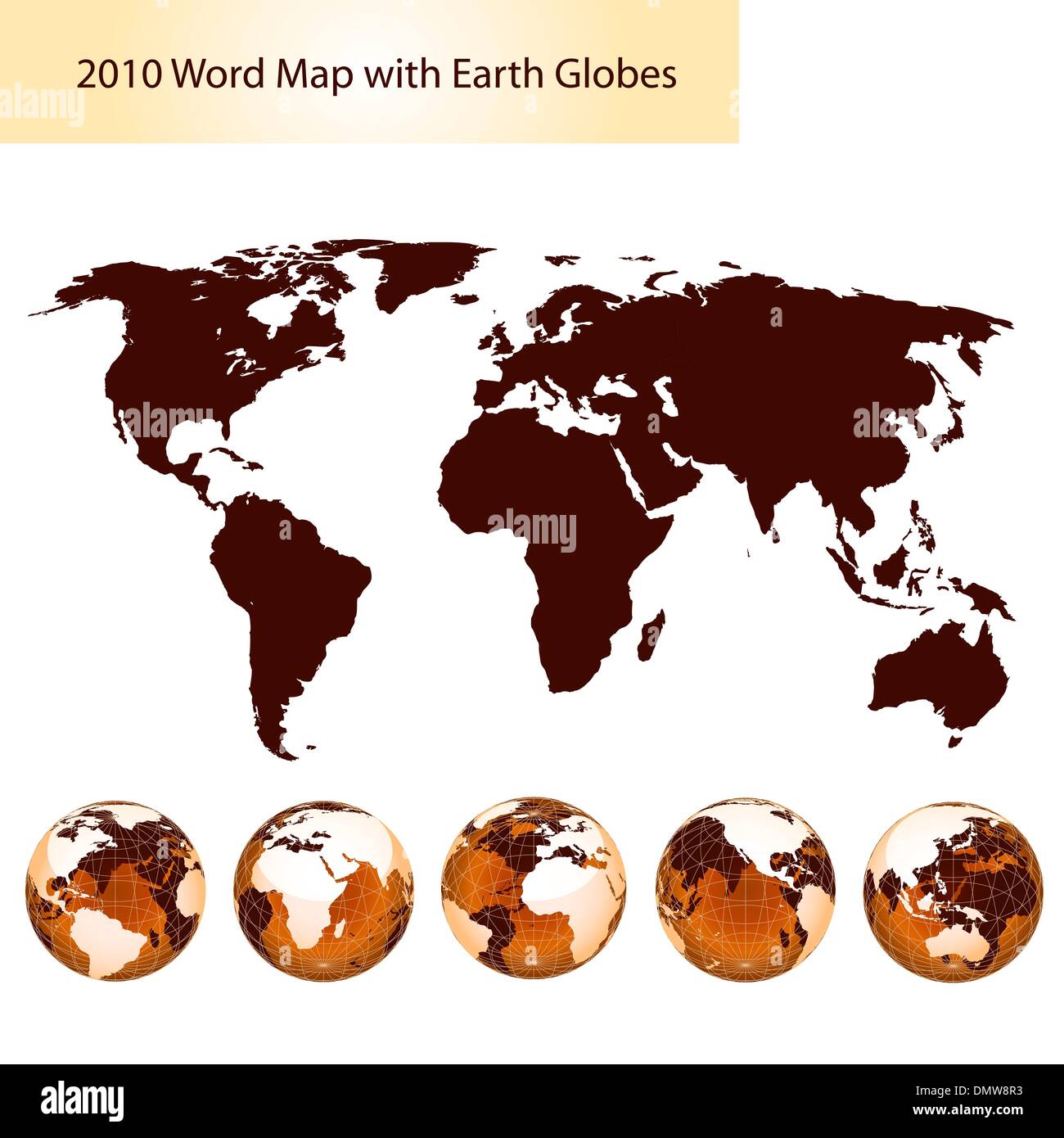 editable world map with earth globes on brown Stock Vector Image & Art ...
