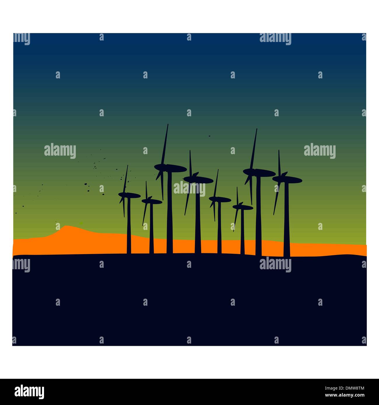 windmill silhouettes on sunset landscape Stock Vector Image & Art - Alamy