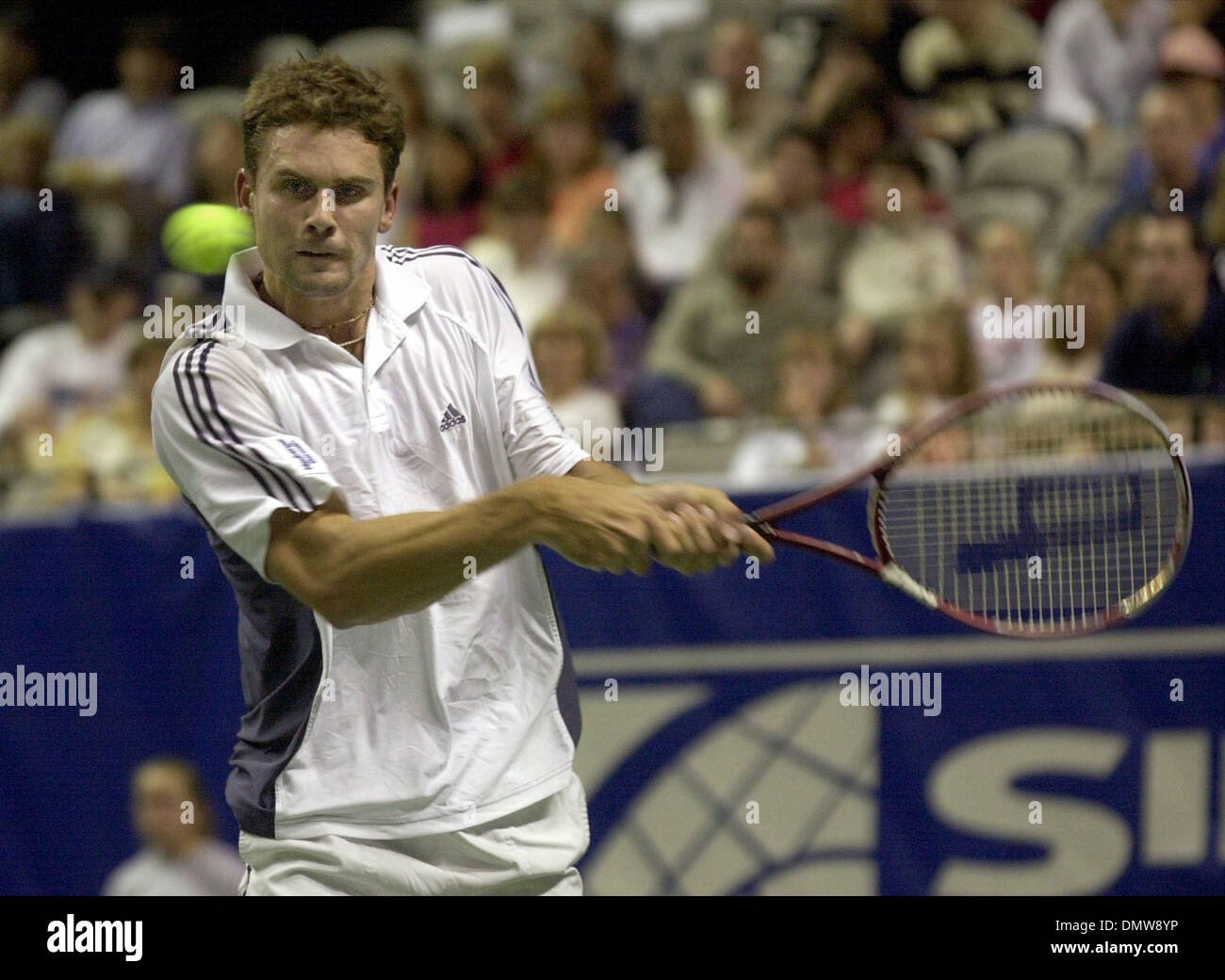 Mar 01, 2002; San Jose, CA, USA; Jan-Mitchael Gambill (cq) returns the ...