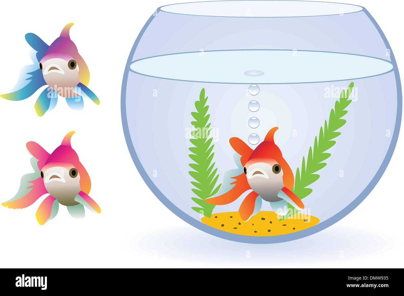 vector aquarium and three fishes Stock Vector Image & Art - Alamy