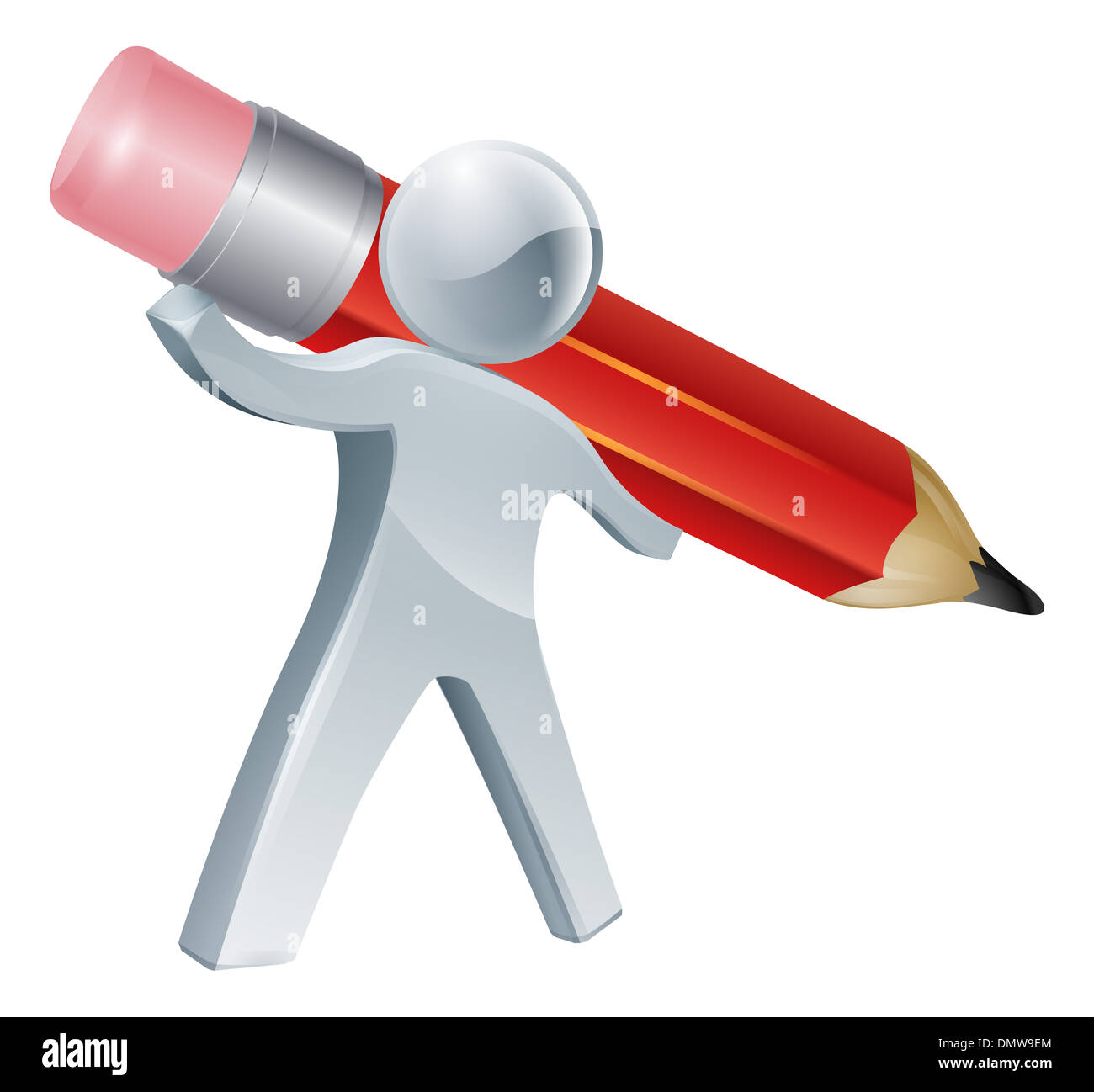 Person holding a giant pencil about to draw or write something Stock ...