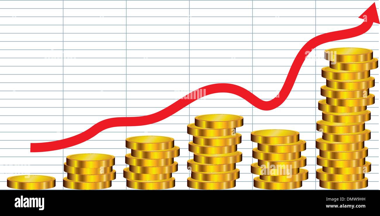 vector group of golden coins and diagram Stock Vector Image & Art - Alamy