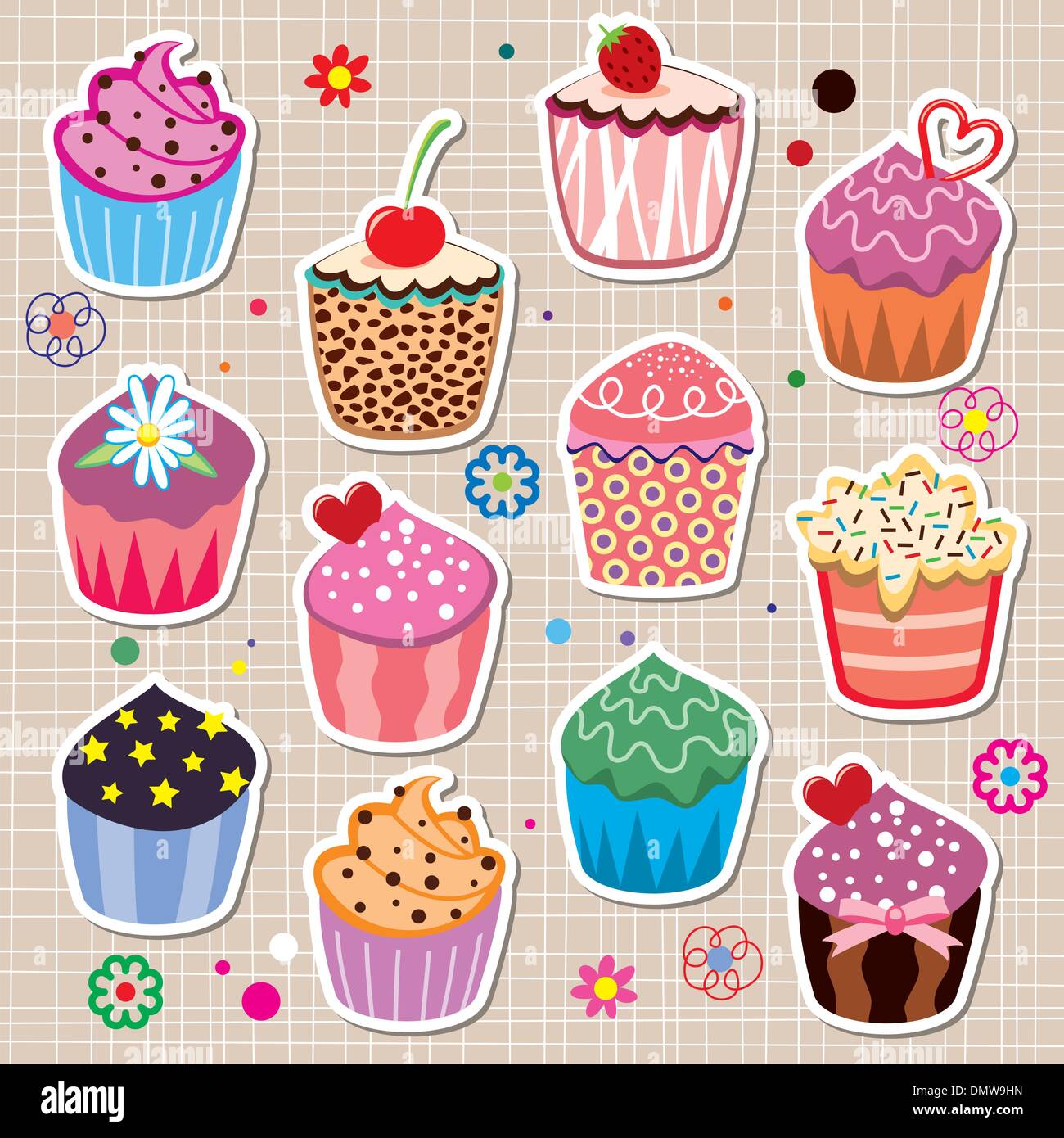 vector set of colorful cupcakes Stock Vector Image & Art - Alamy