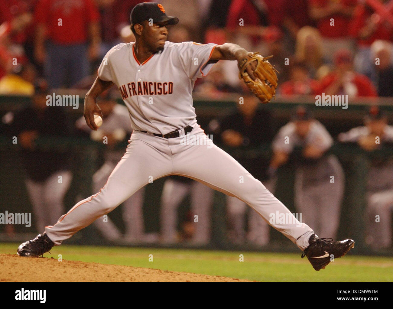 Oct 19, 2002 - Anaheim, CA, USA - San Francisco Giant reliever FELIX ...