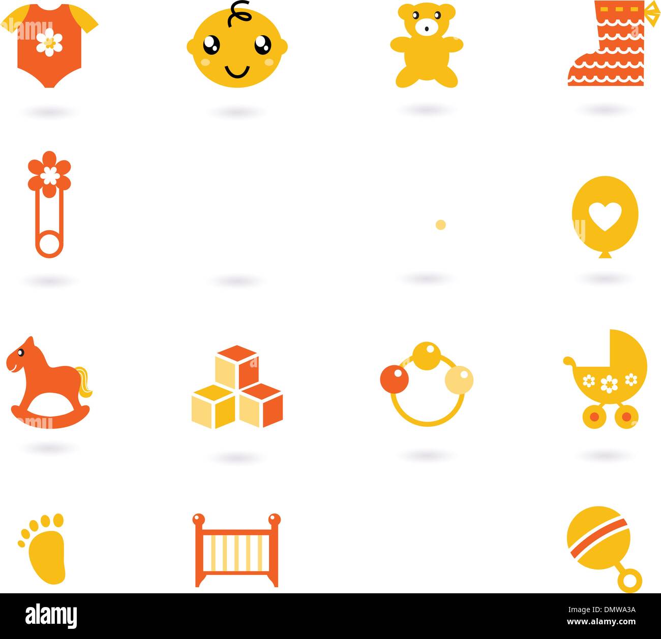 Vector orange Icons collection for baby isolated on white Stock Vector ...