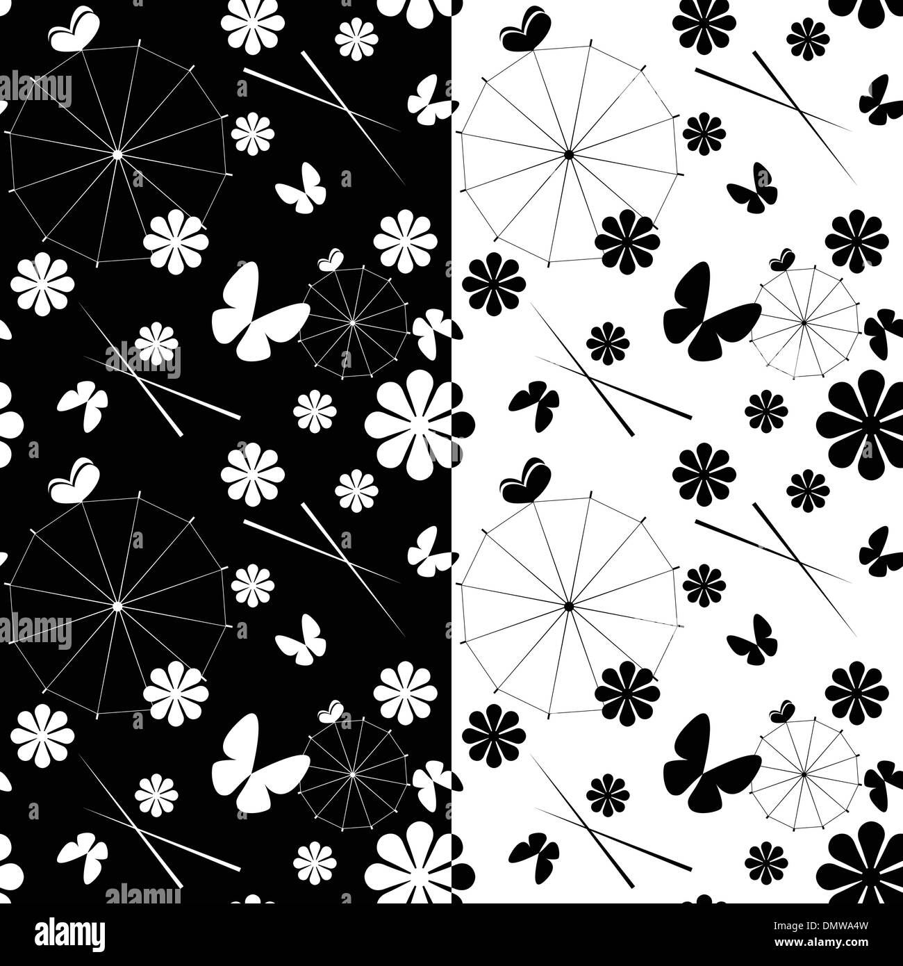 Butterfly cute seamless pattern Black and White Stock Photos & Images ...