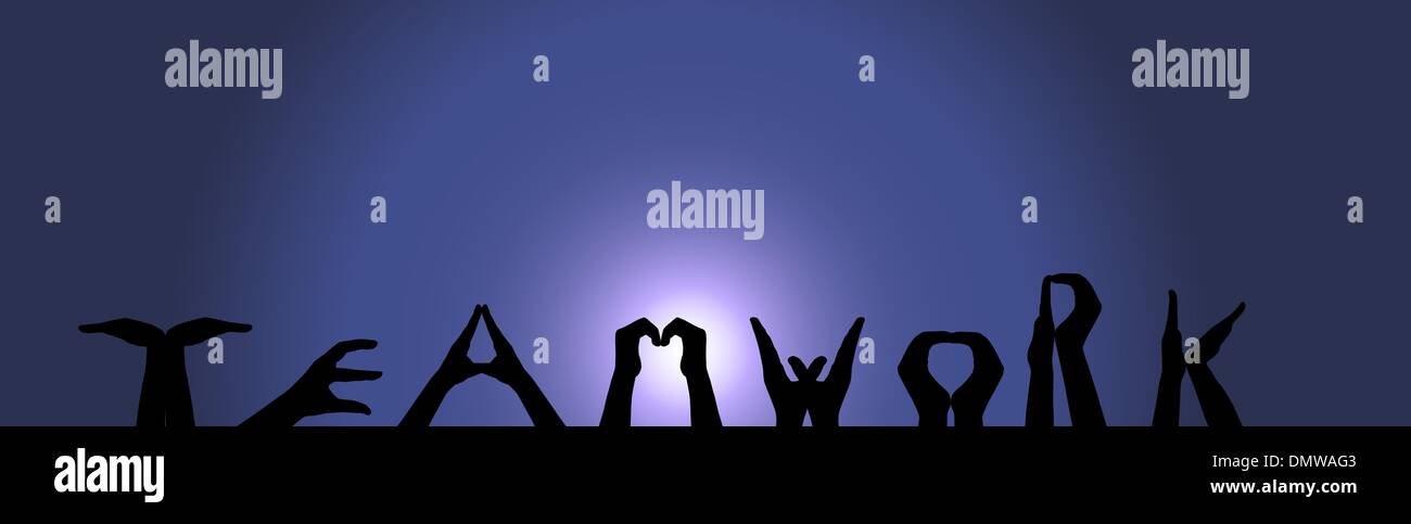 Teamwork silhouettes Stock Vector Images - Alamy