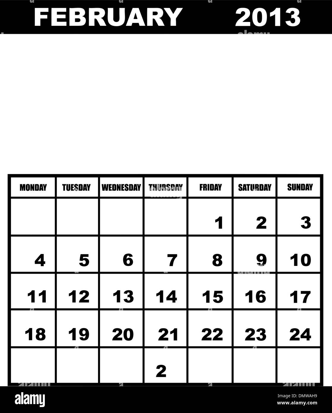 February calendar Stock Vector Images - Alamy