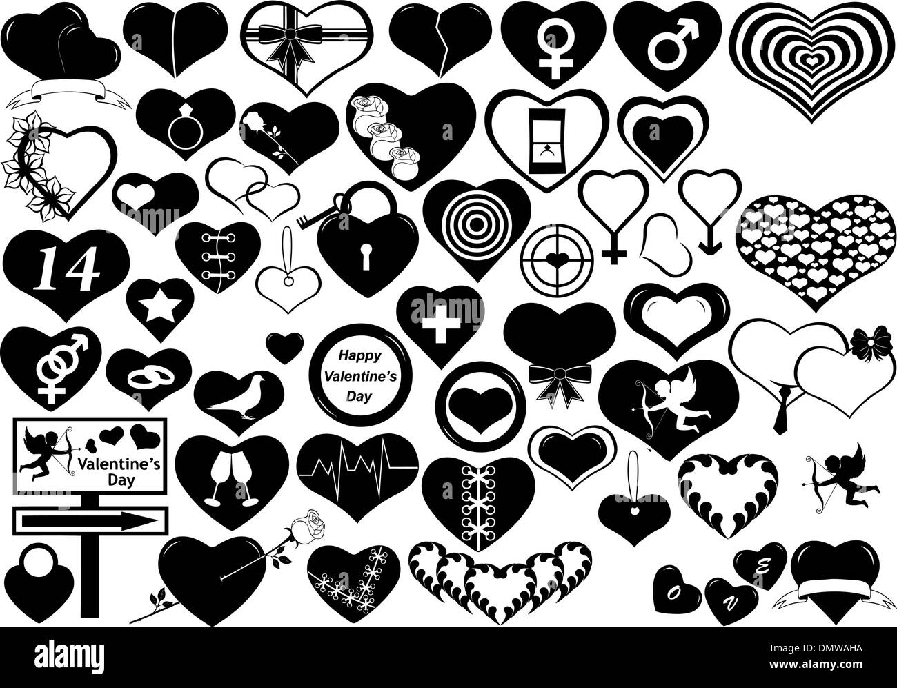 Valentines day collage hearts Stock Vector Images - Alamy