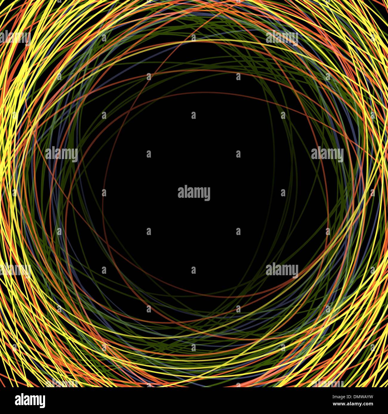Abstract colorful scribbles on a black background with space for Stock ...