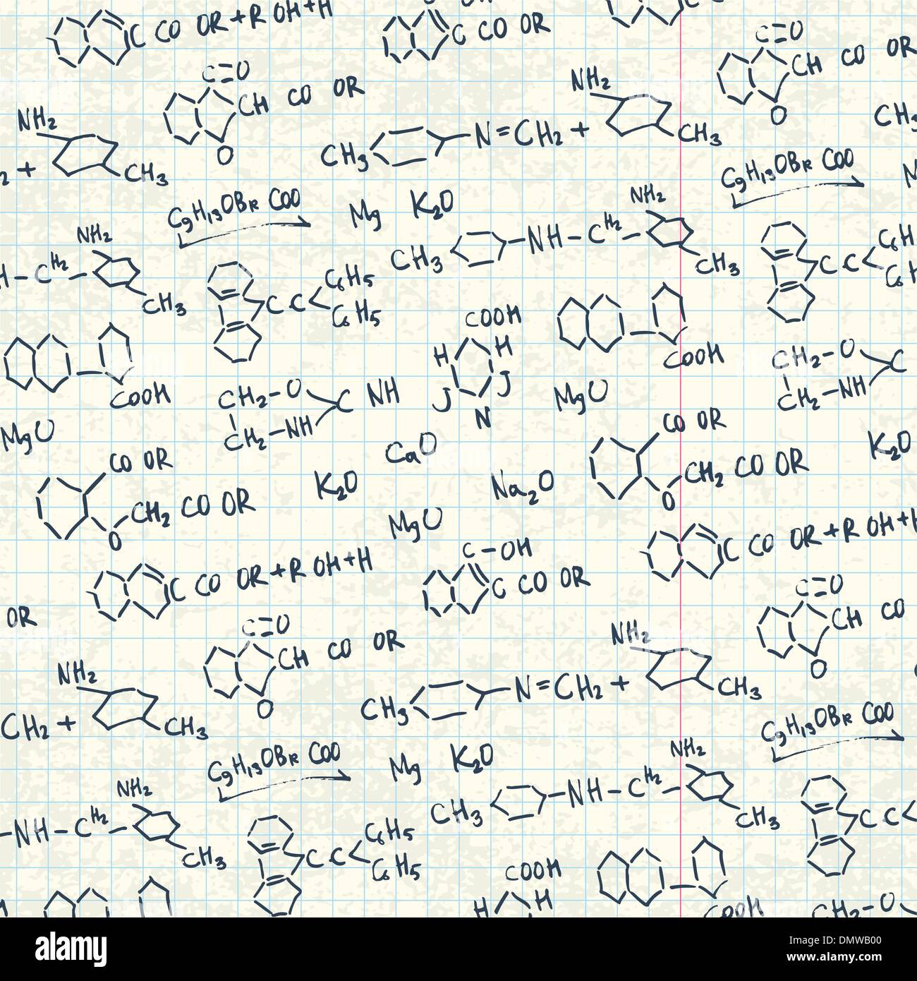 Abstract chemistry formulas on exercise book paper sheet. Vector Stock ...