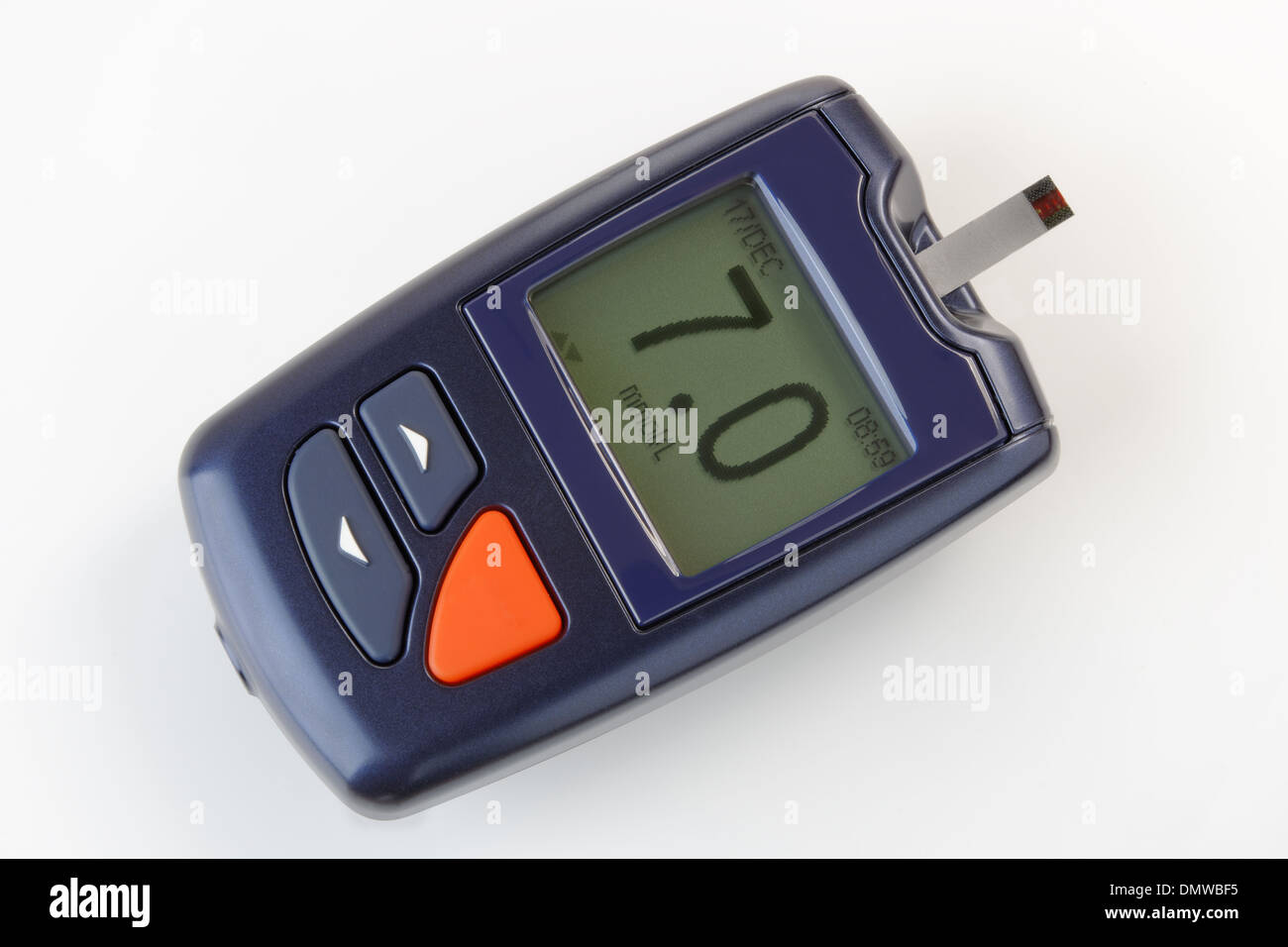 Close up of a blood glucose monitor as used to test sugar levels in ...