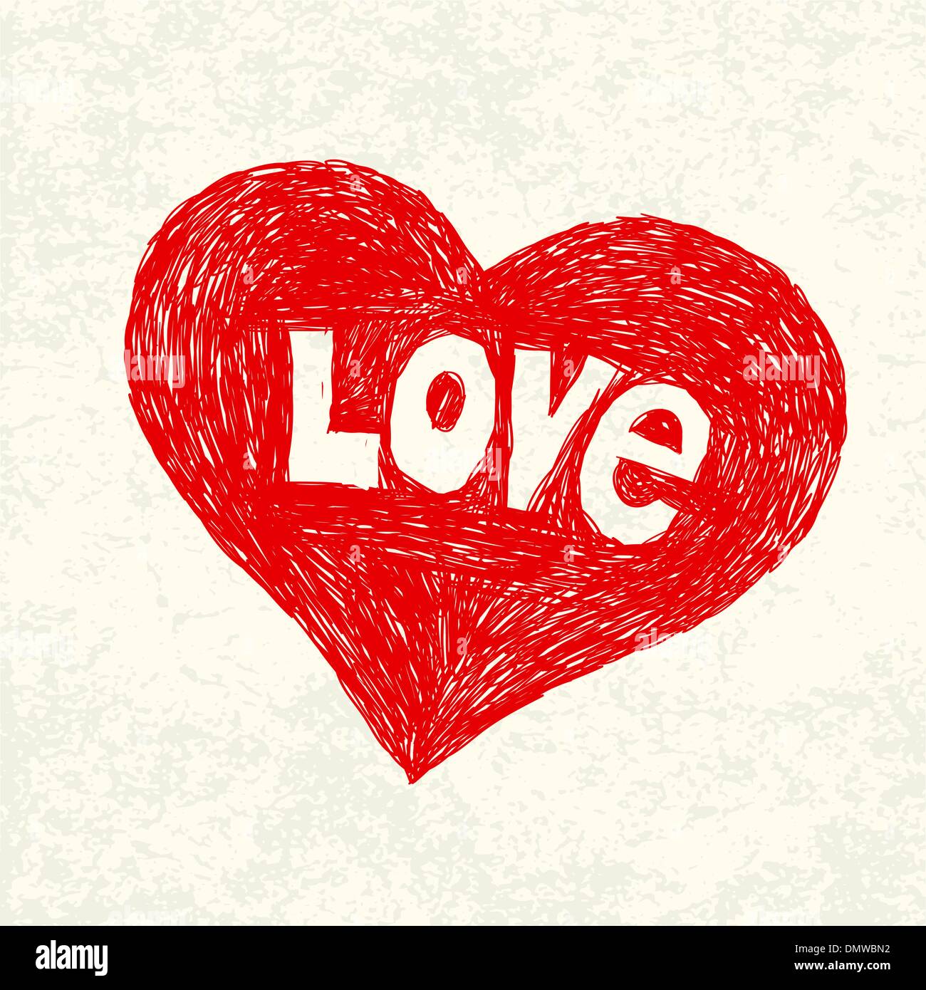 Heart symbol with love word on old paper. Vector illustration, E Stock ...