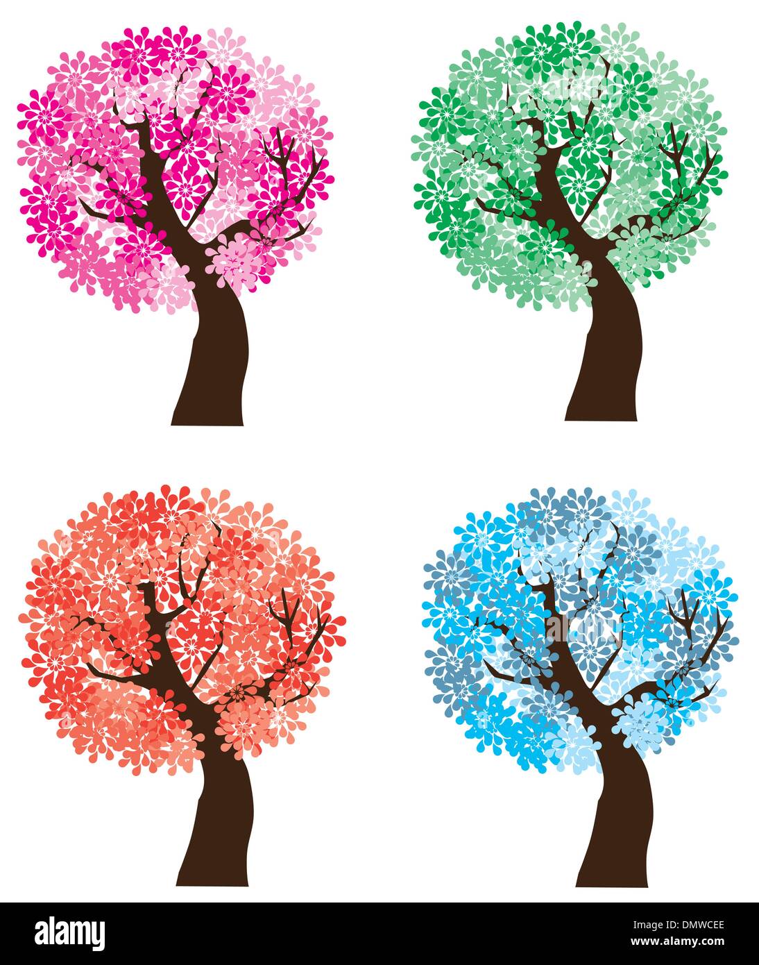 Grass flowers and trees Stock Vector Images - Alamy