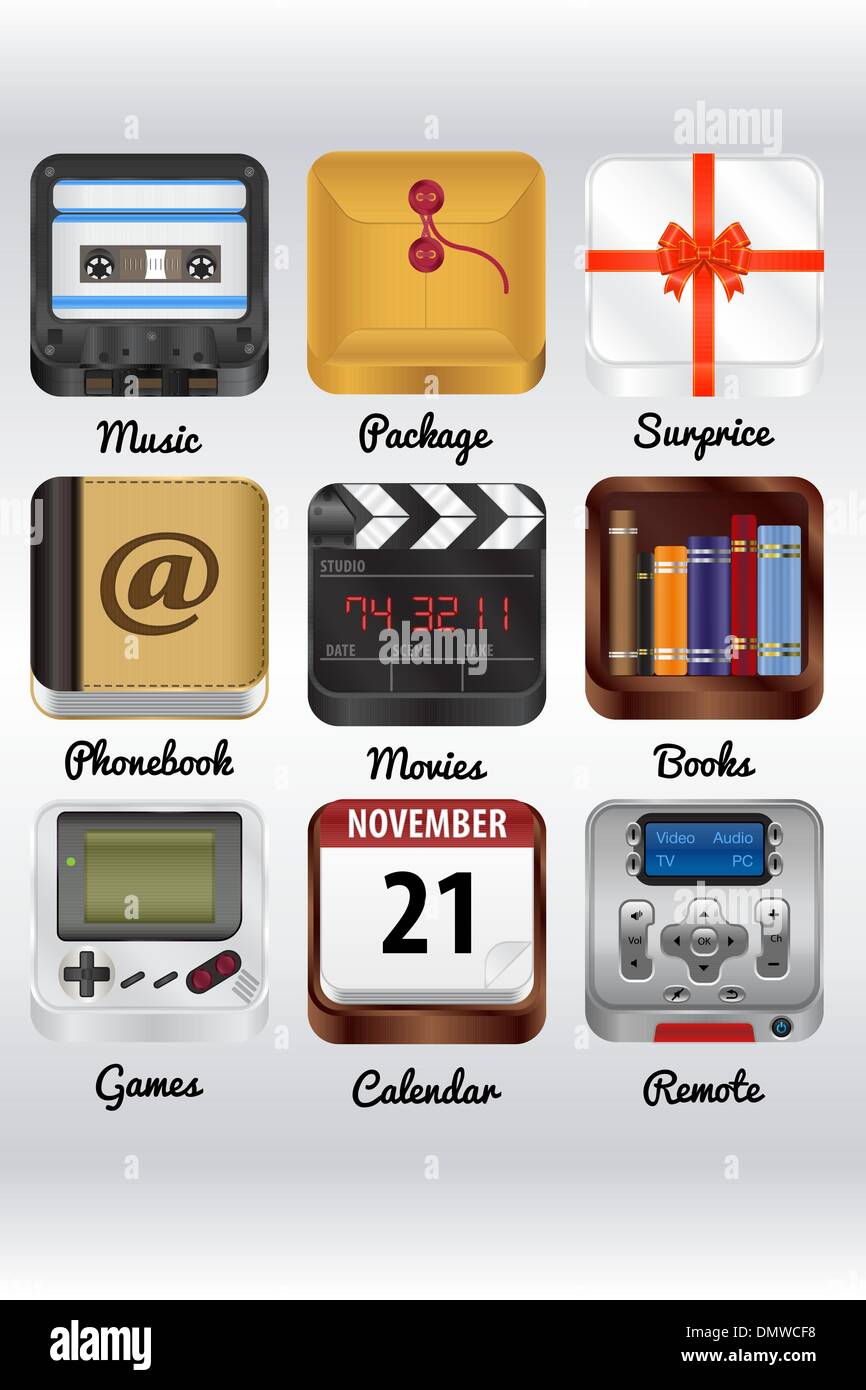 Vector realistic icons hi-res stock photography and images - Alamy