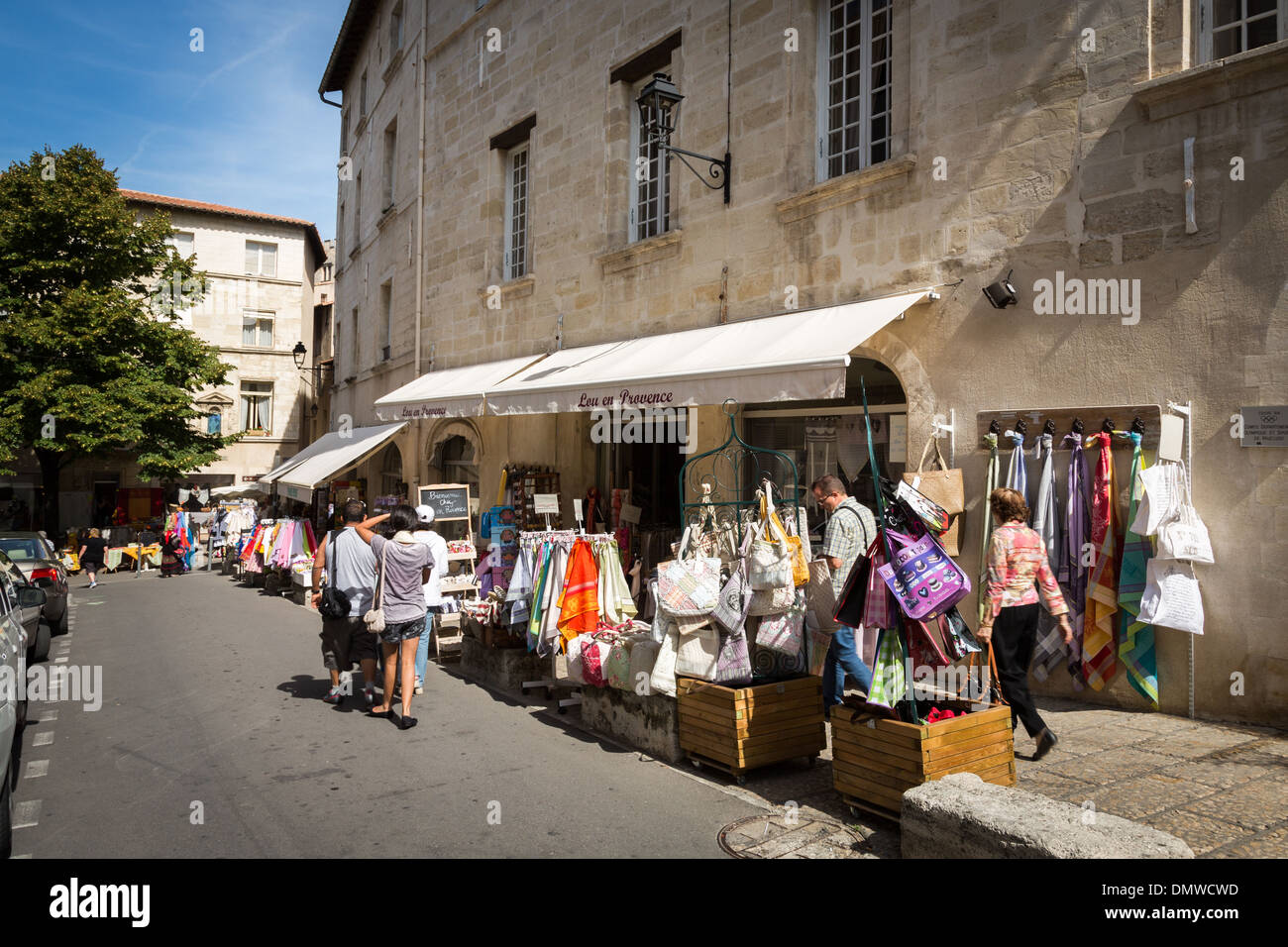 Market stalls in old streets of Avignon, France, Europe Stock Photo - Alamy