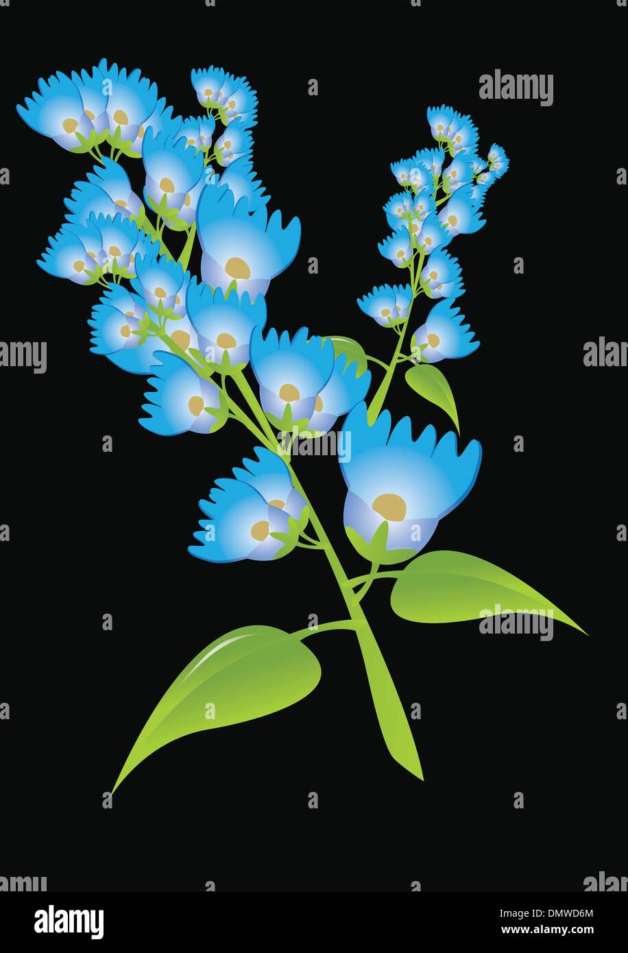 Blue black flowers Stock Vector Images - Alamy