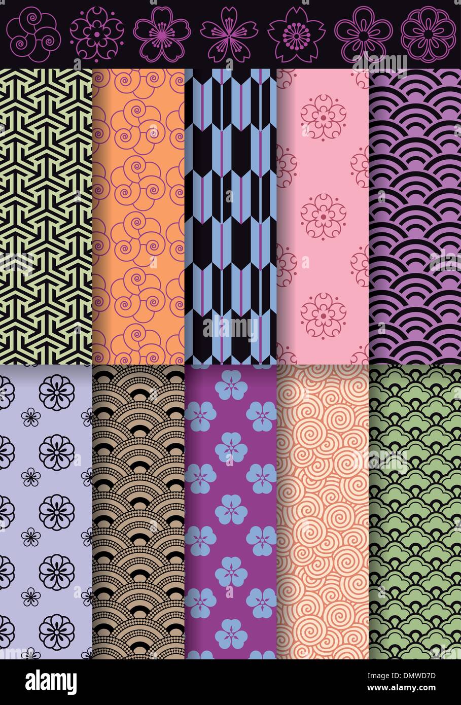 seamless asian patterns, vector Stock Vector Image & Art - Alamy