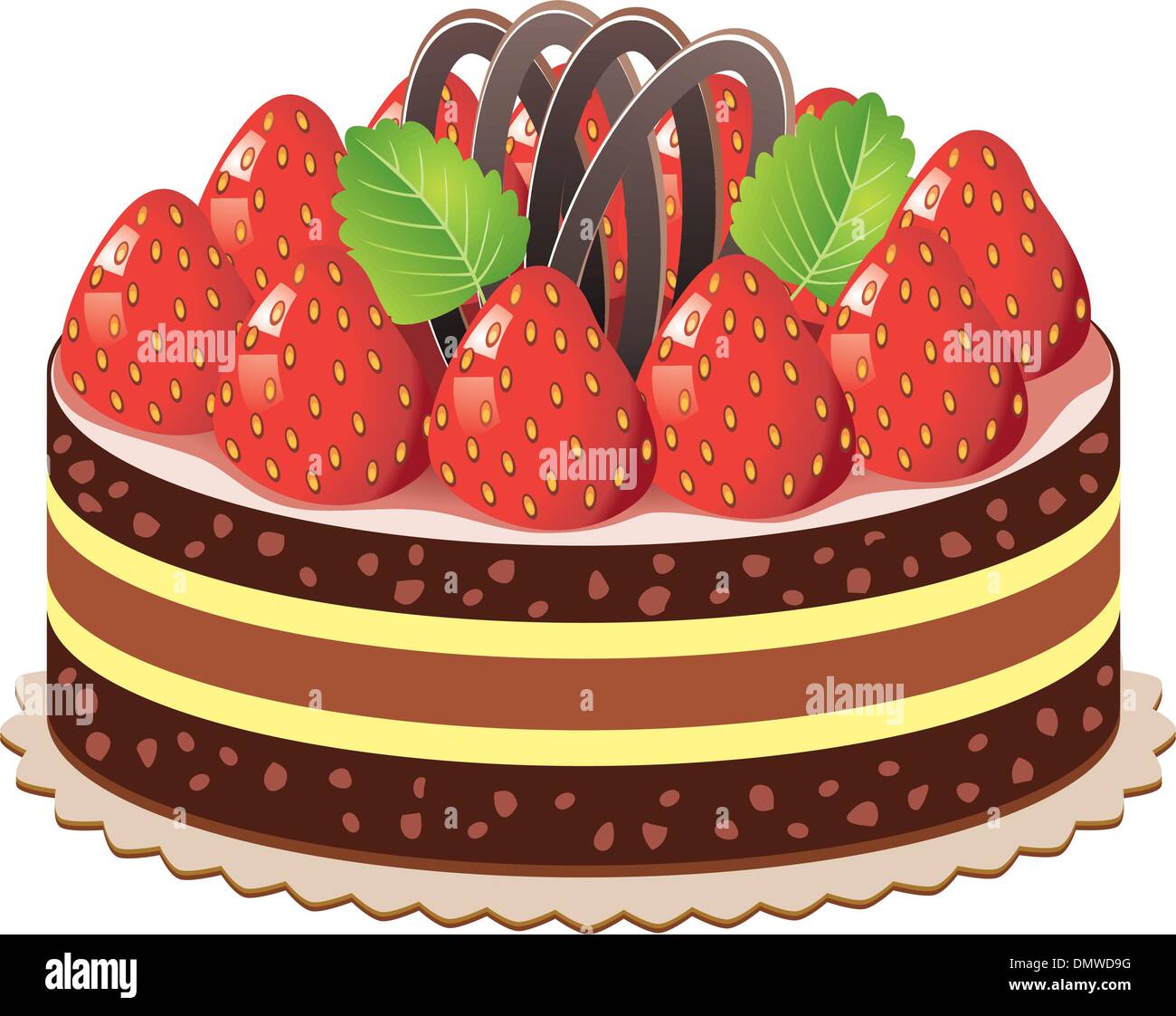 vector cake with strawberry and chocolate Stock Vector Image & Art - Alamy