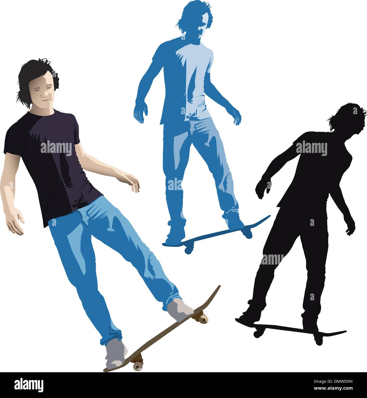 Young boy skating Stock Vector Images - Alamy