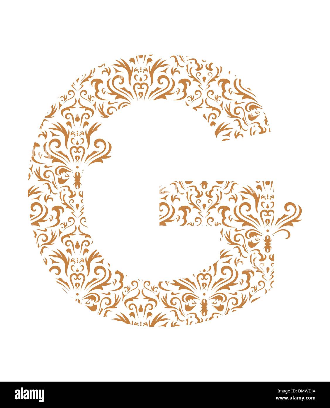 Floral letter G. Ornament font Stock Vector Image & Art - Alamy