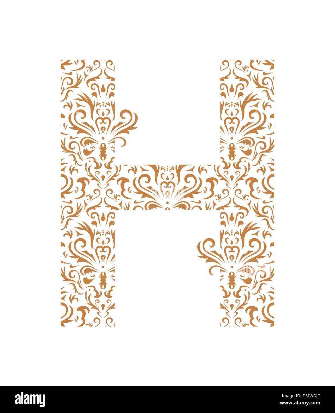 Floral letter H. Ornament font Stock Vector Image & Art - Alamy