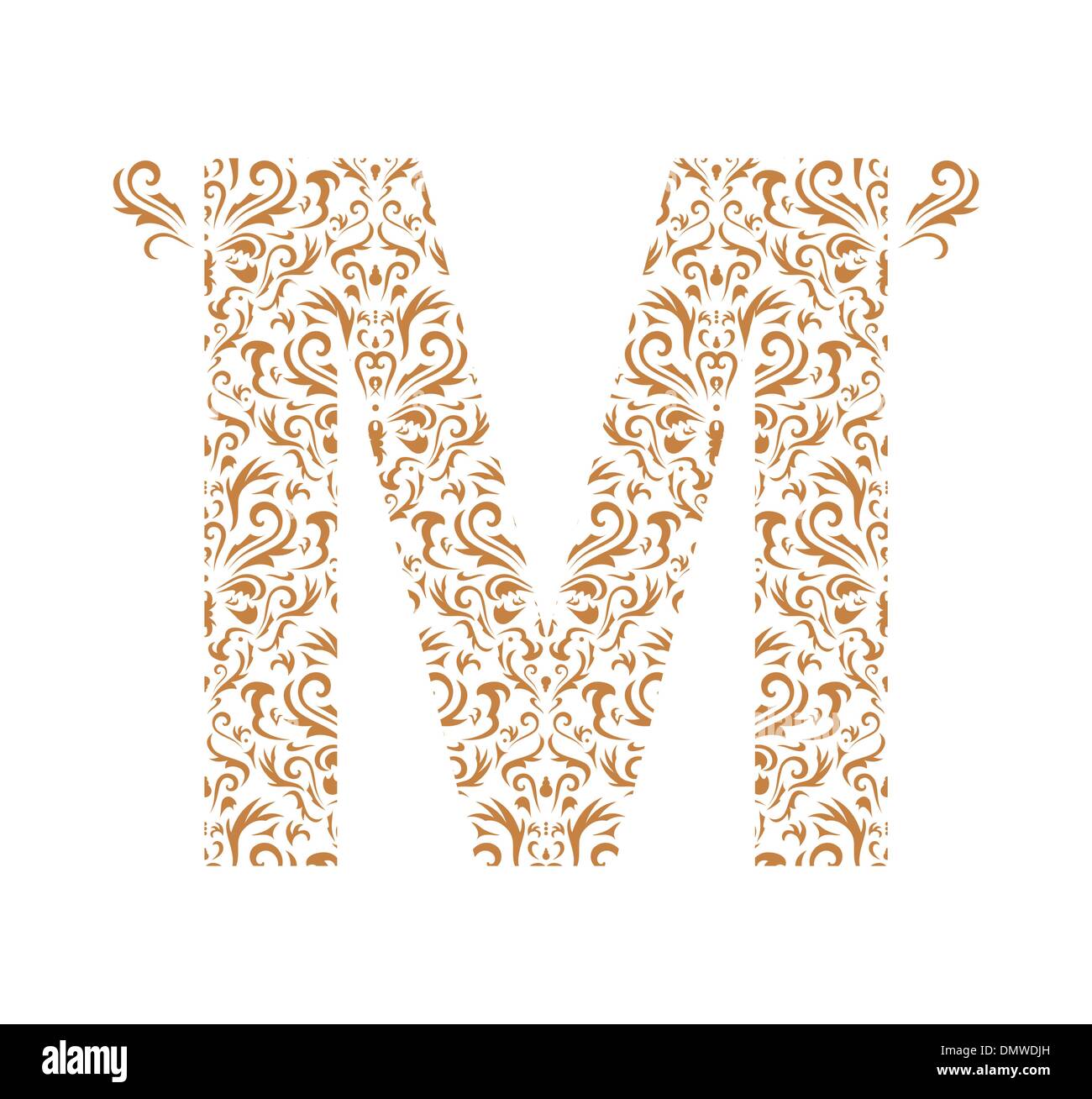 Floral letter M. Ornament font Stock Vector Image & Art - Alamy