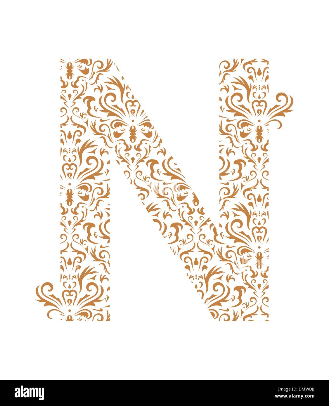 Floral letter N. Ornament font Stock Vector Image & Art - Alamy