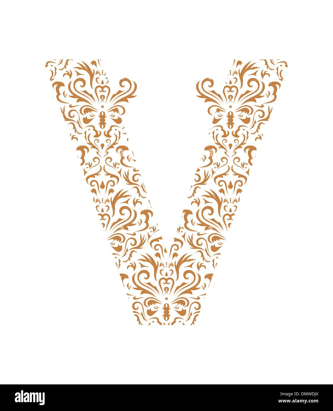 Floral font letter v hi-res stock photography and images - Alamy