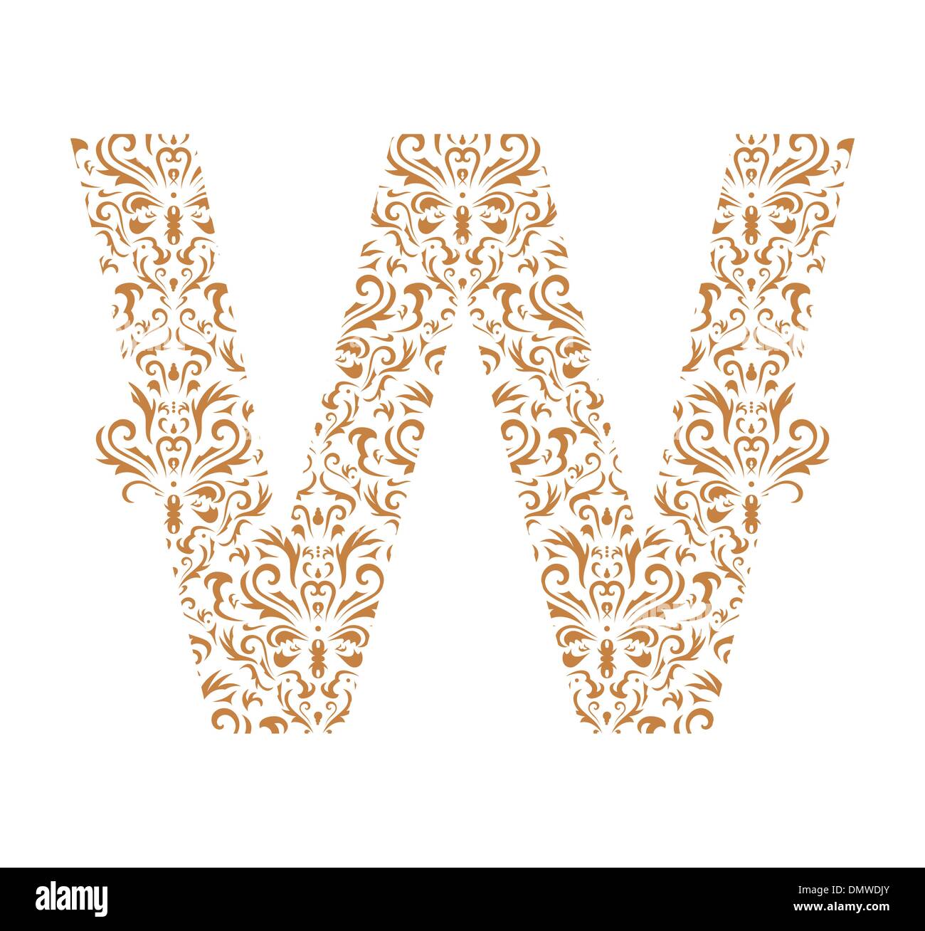 Floral letter W. Ornament font Stock Vector Image & Art - Alamy