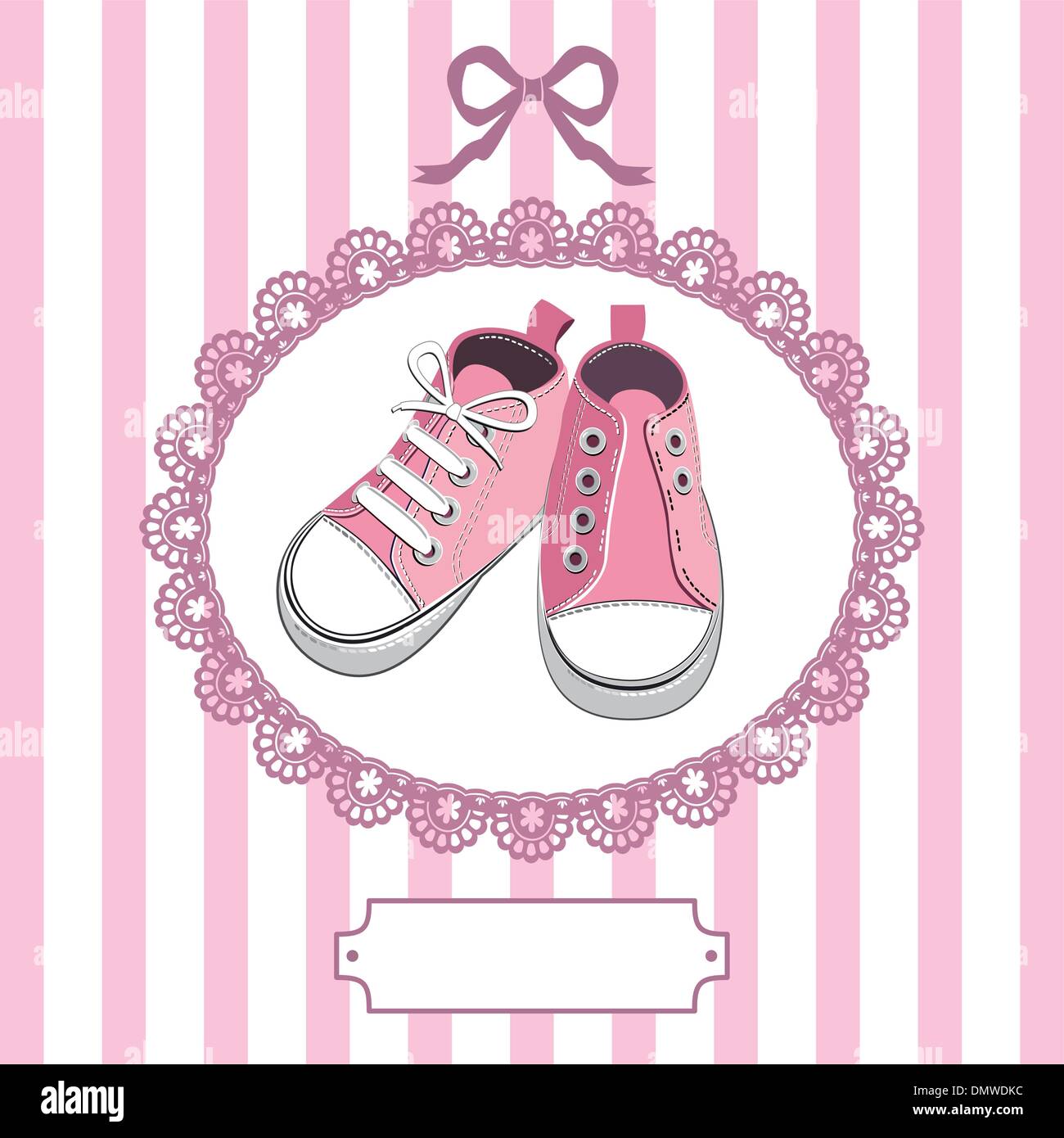 Pink baby shoes and lace frame Stock Vector Image & Art - Alamy