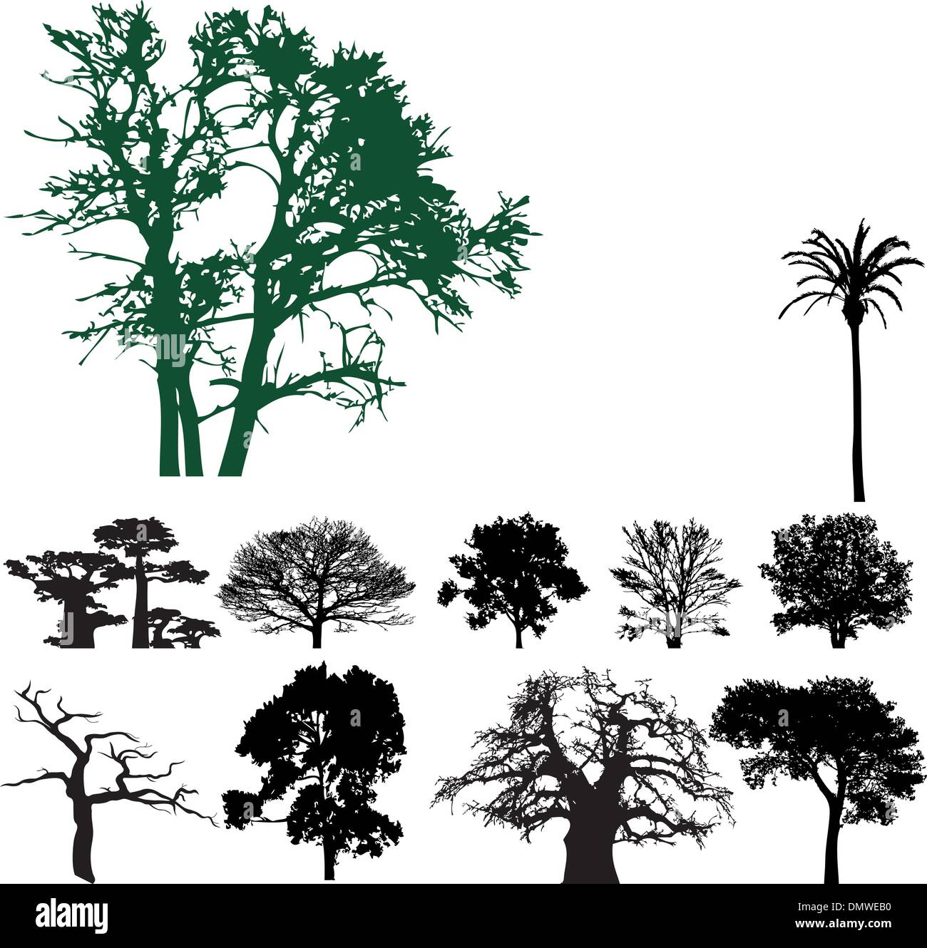 Tree silhouette collection Stock Vector Image & Art - Alamy