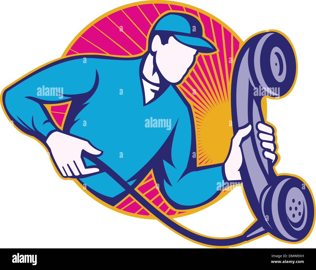 Telephone Repairman Worker Holding Retro Phone Stock Vector Image & Art ...