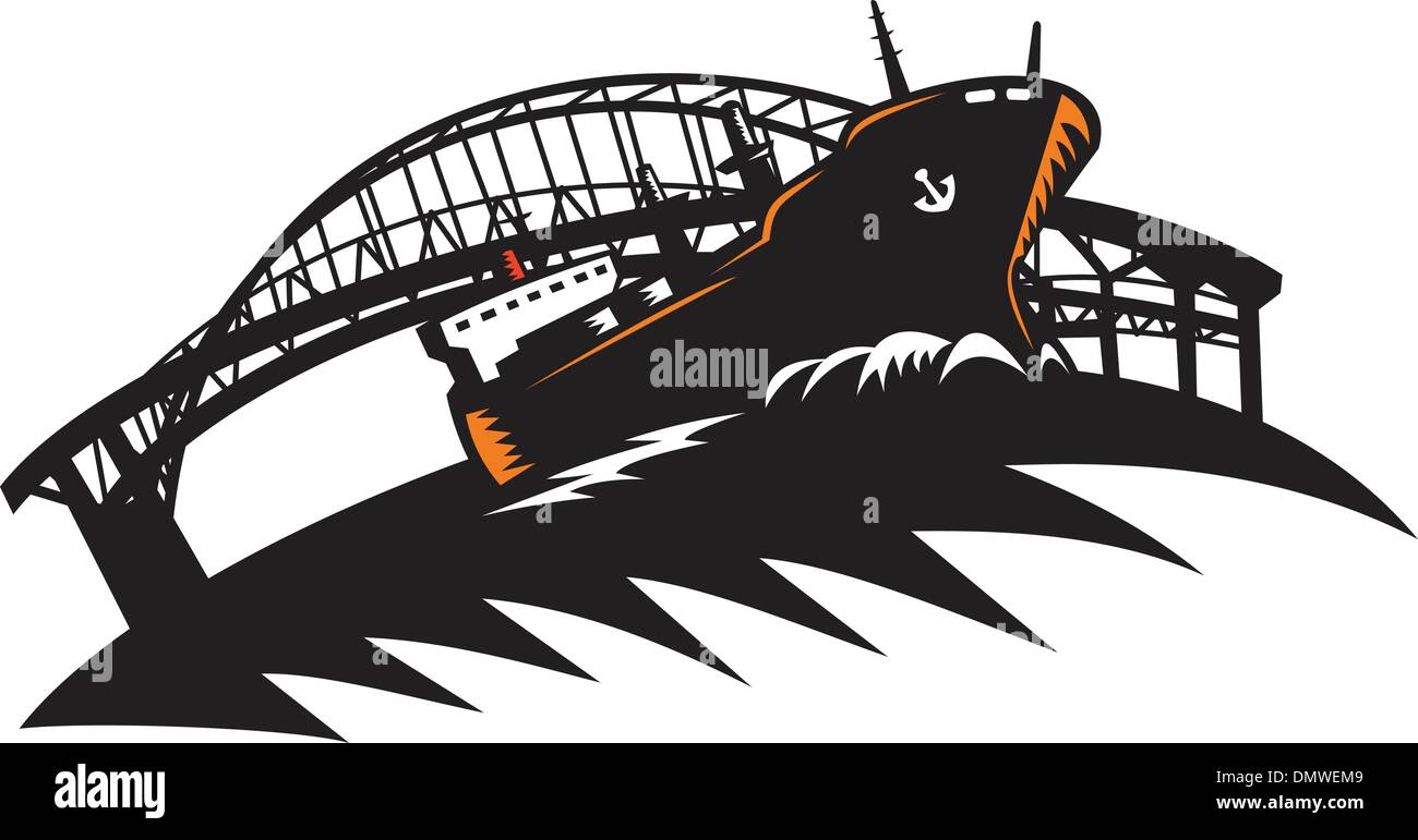 Freighter Cargo Container Ship With Bridge Stock Vector Image & Art - Alamy
