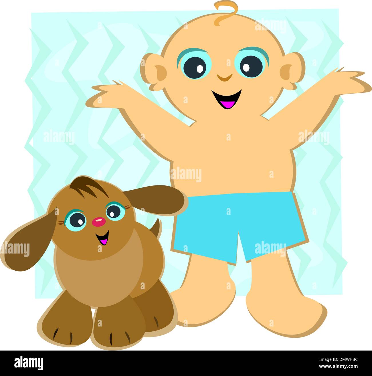 Boy with puppy Stock Vector Images - Alamy