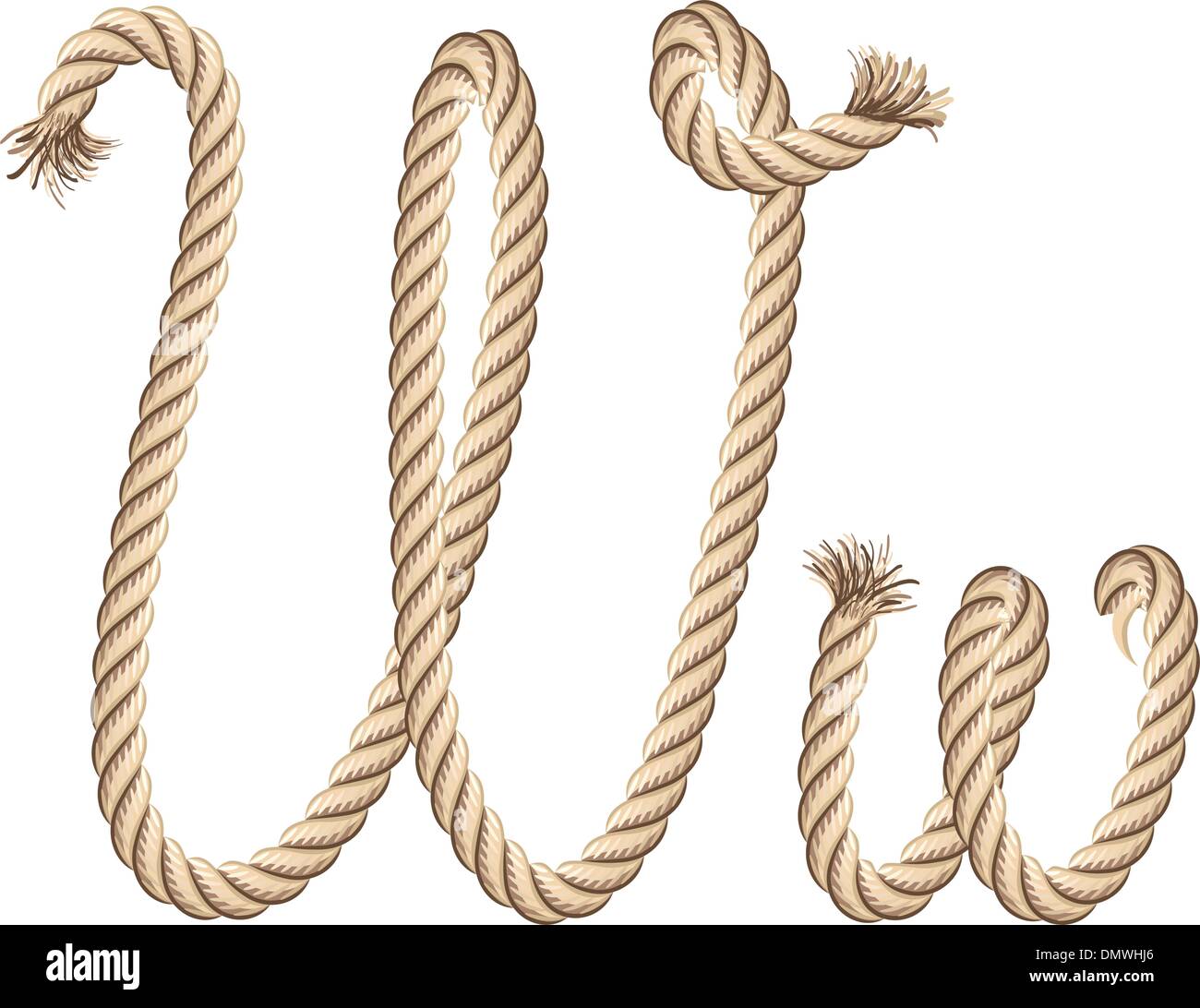 Rope alphabet. Letter W Stock Vector Image & Art - Alamy