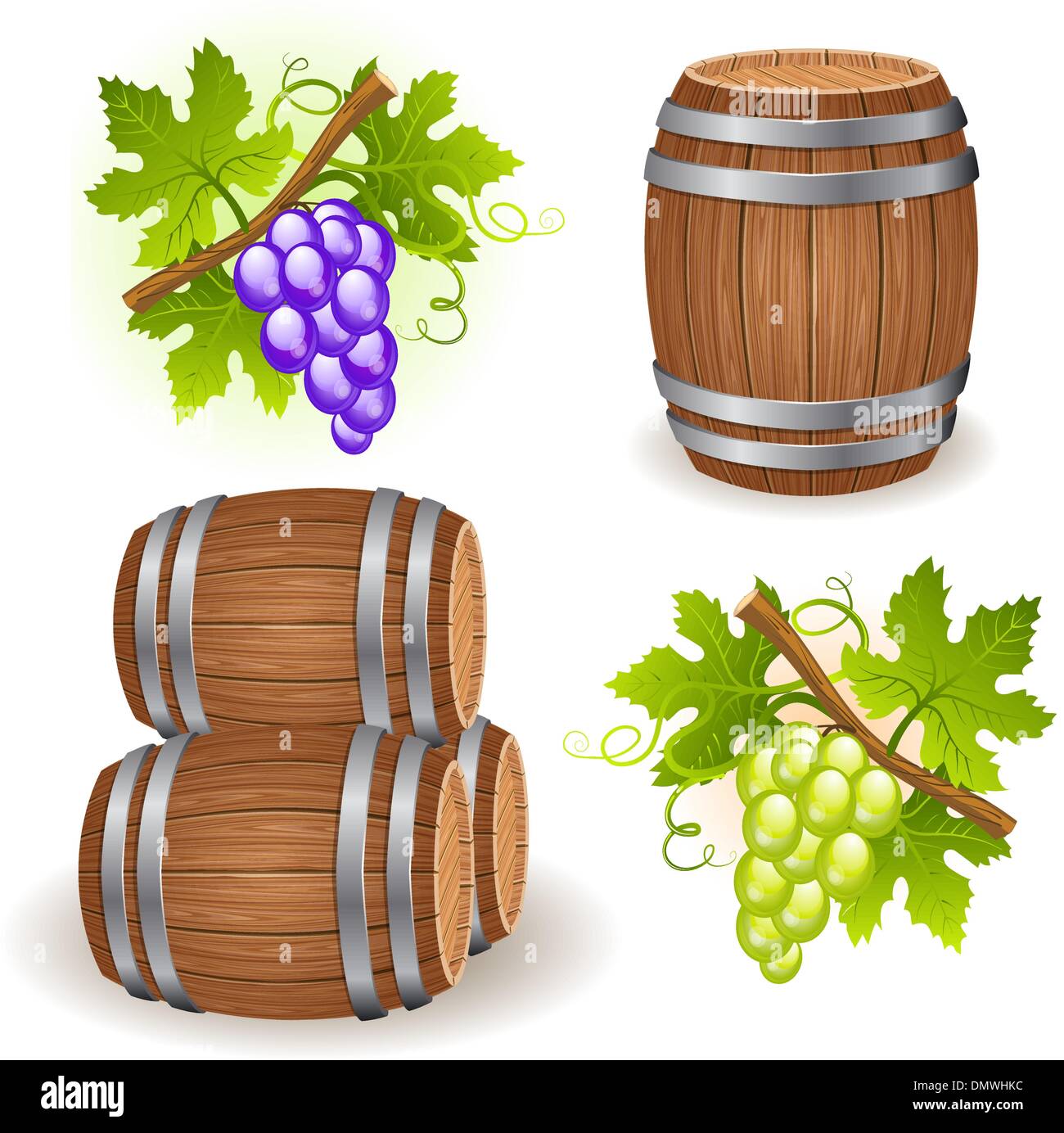 Wooden oak barrels wine Stock Vector Images - Alamy