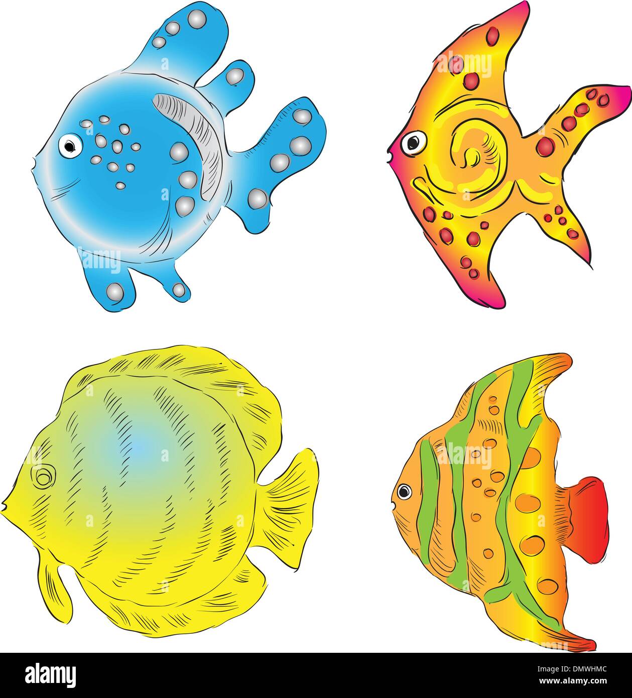 Aquarium fish pattern vector Cut Out Stock Images & Pictures - Alamy