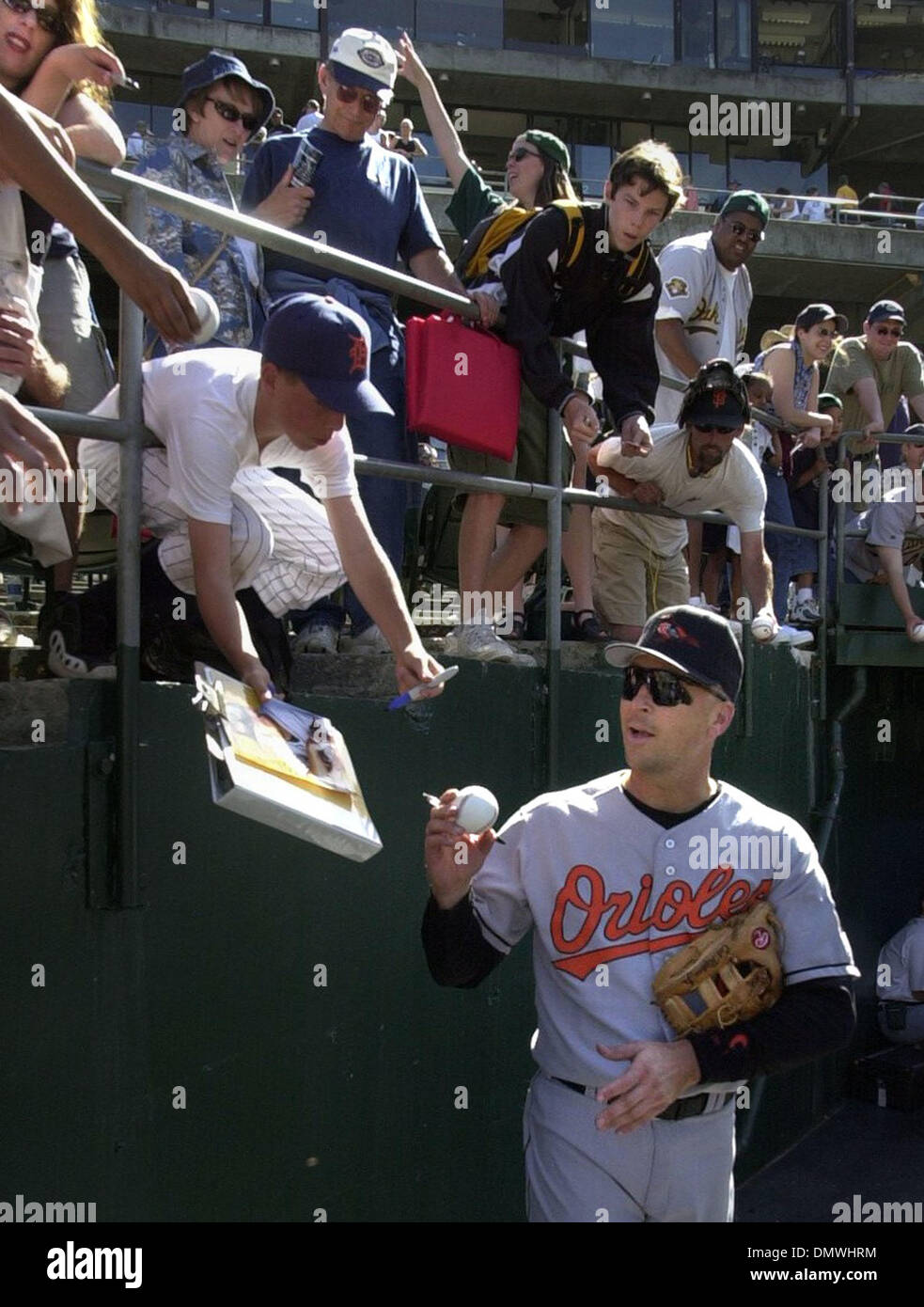 Jun 02, 2001; Oakland, CA, USA; Future Hall of Famer Cal Ripken, Jr ...