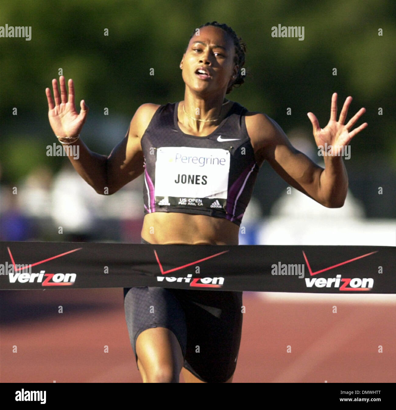 Jun 09, 2001; San Francisco, CA, USA; Marion Jones in 200 meters races ...
