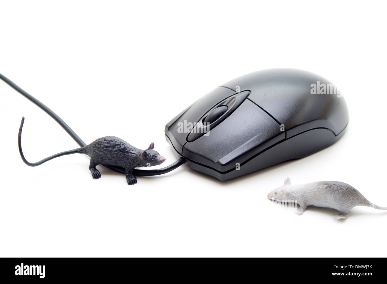 Black computer mouse with mouse figure Stock Photo - Alamy