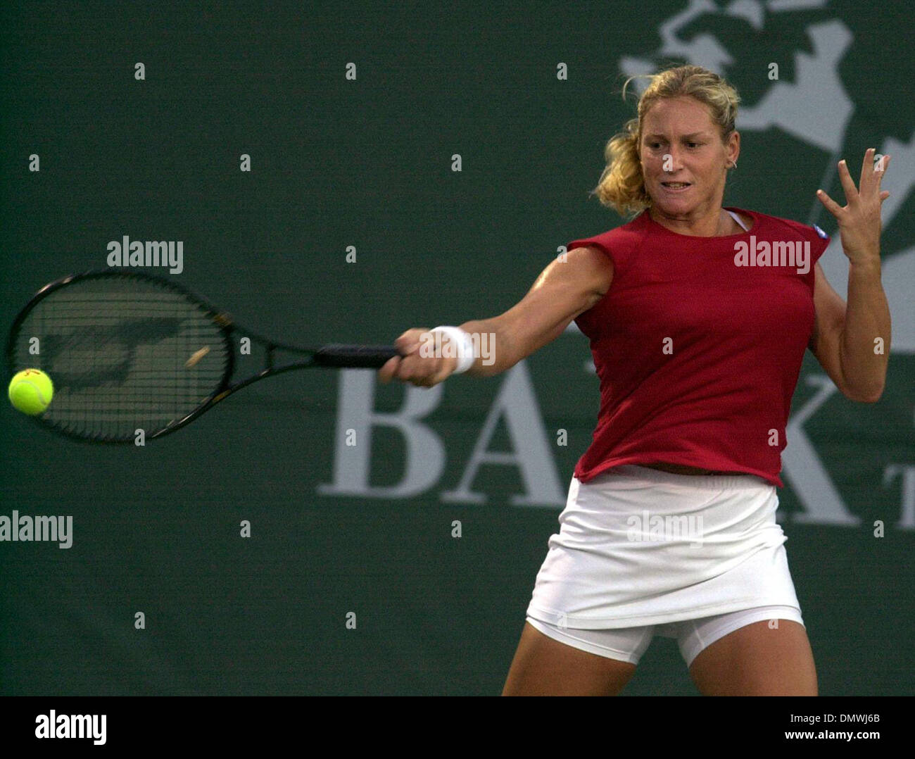 Jul 23, 2001; Palo Alto, CA, USA; Unseeded Sandra Cacic rips a forehand ...