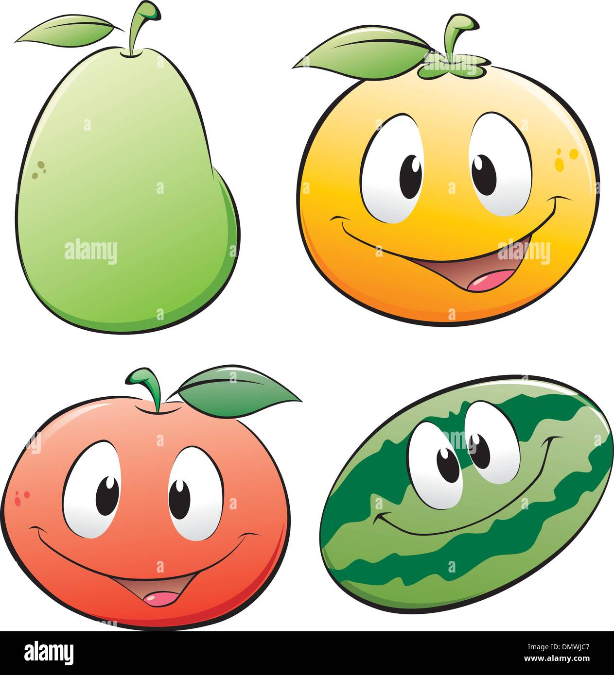 Cute Cartoon Fruit Stock Vector Image & Art - Alamy