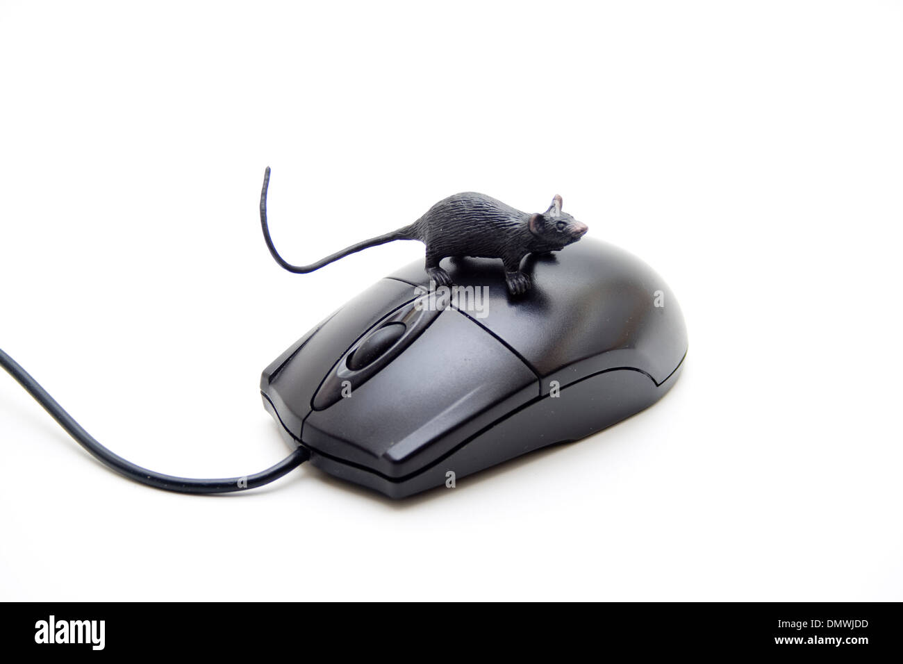 Black computer mouse with mouse figure Stock Photo - Alamy