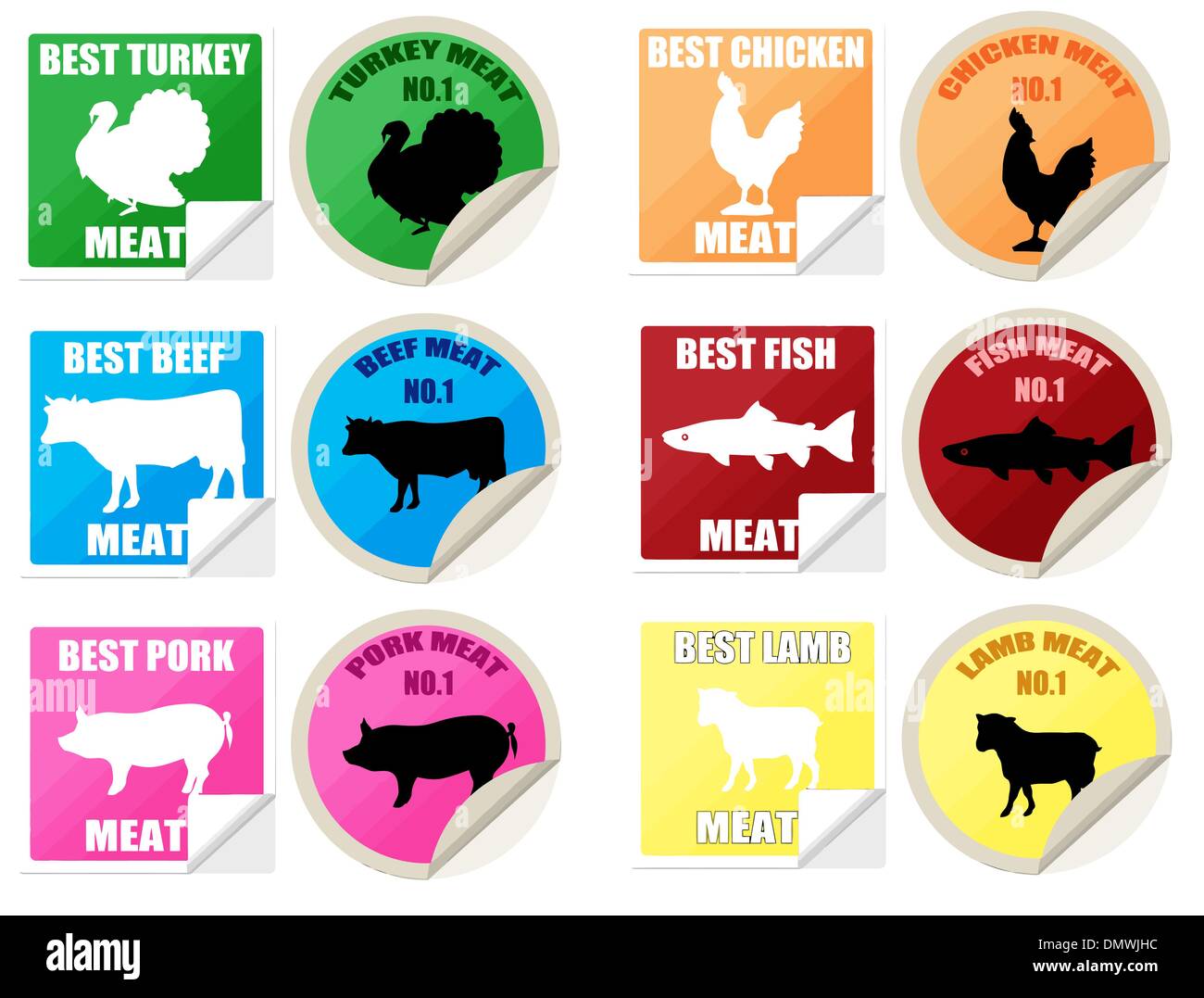 Meat stickers set Stock Vector Image & Art - Alamy
